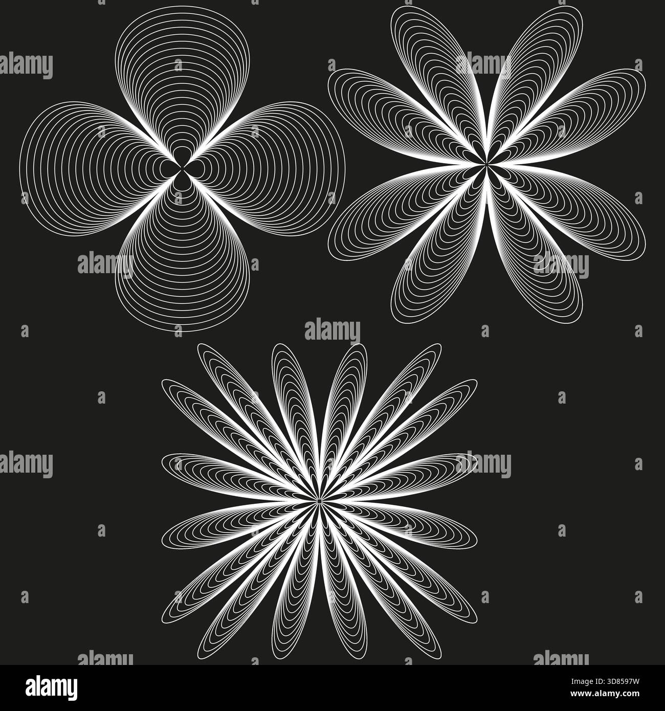 Abstract floral forms. White layered outlines. Op art pattern Vector ...