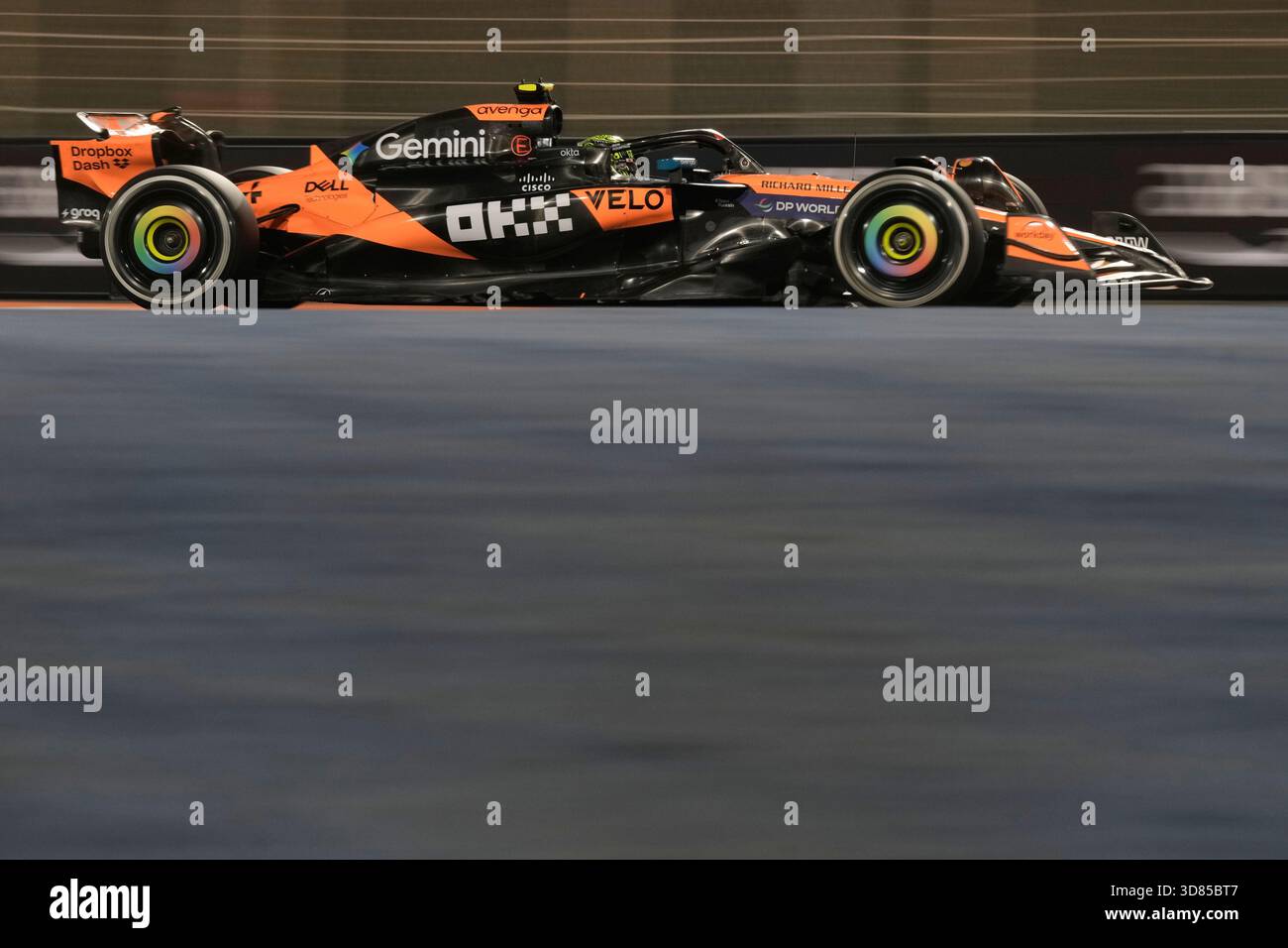 McLaren driver Lando Norris of Britain in action during first practice ...
