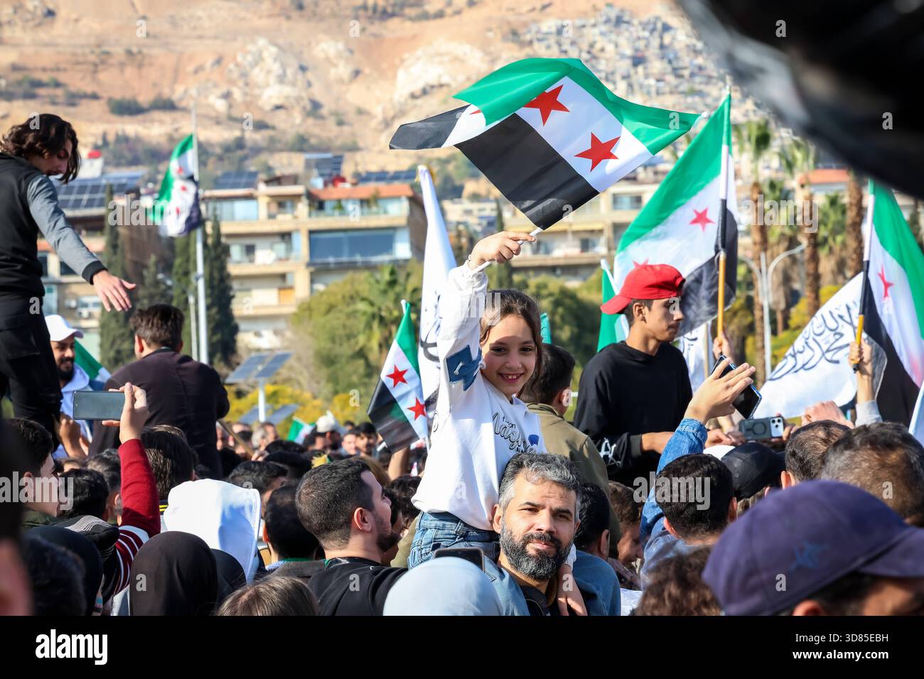Syrians Celebrate Anniversary of Bashar al-Assads Fall Damascus, Syria ...