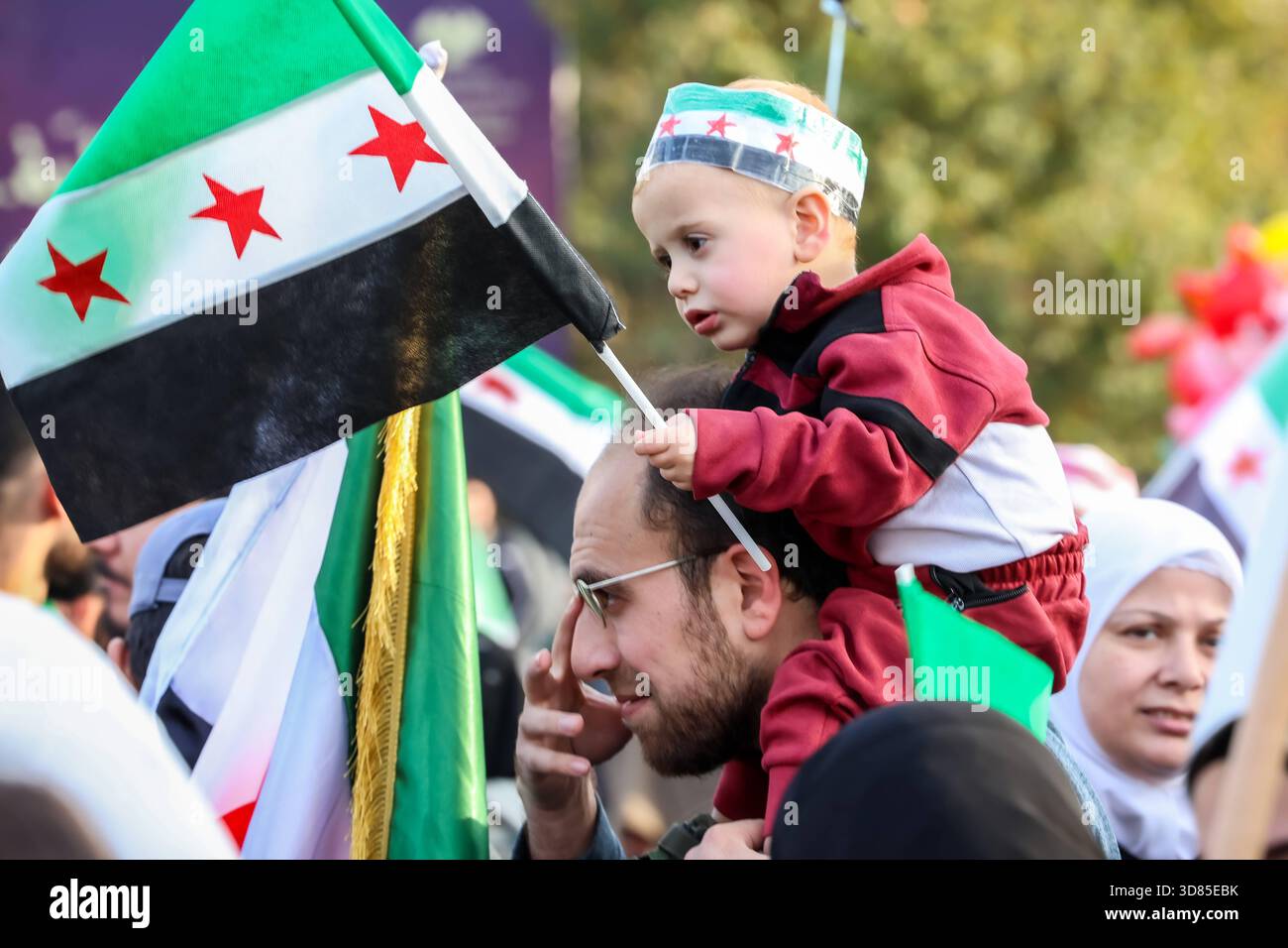 Syrians Celebrate Anniversary of Bashar al-Assads Fall Damascus, Syria ...