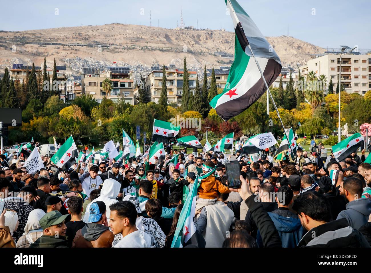 Syrians Celebrate Anniversary of Bashar al-Assads Fall Damascus, Syria ...