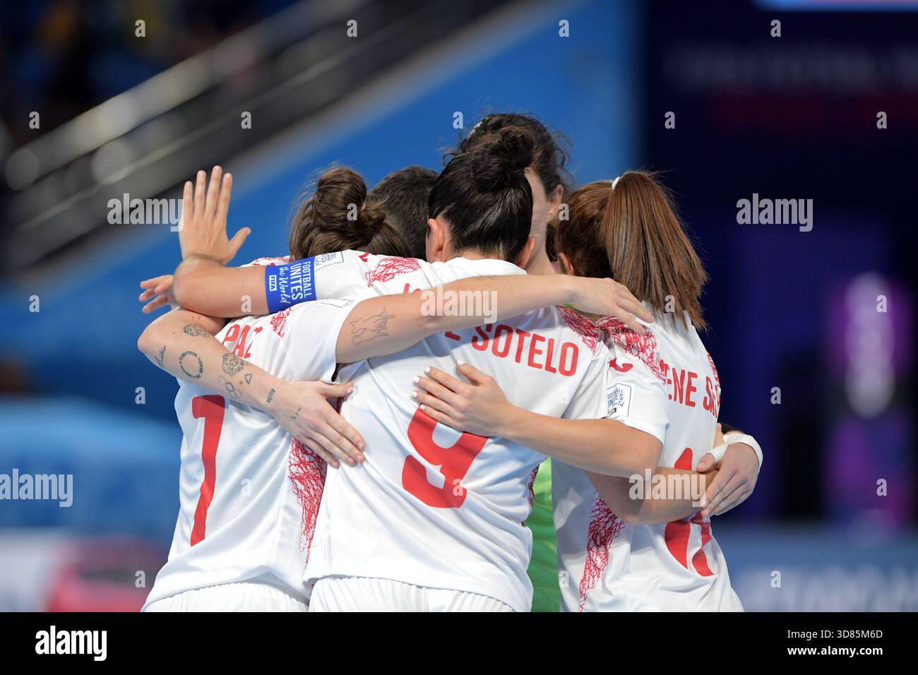 Spain Women Futsal team celebrate after scoring a goal during the Group ...