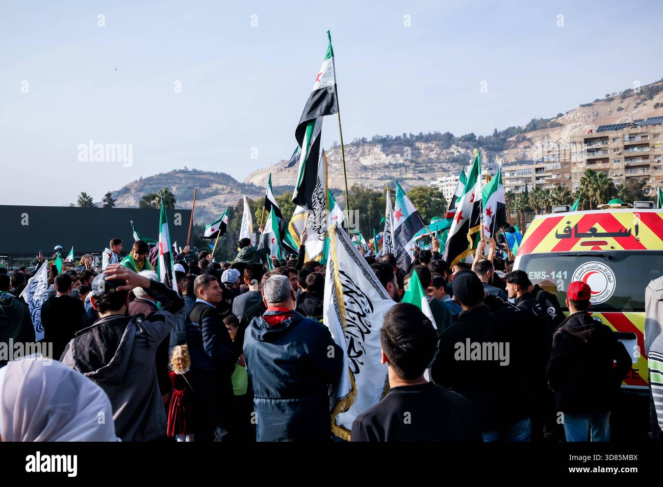 Syrians Celebrate Anniversary of Bashar al-Assads Fall Damascus, Syria ...