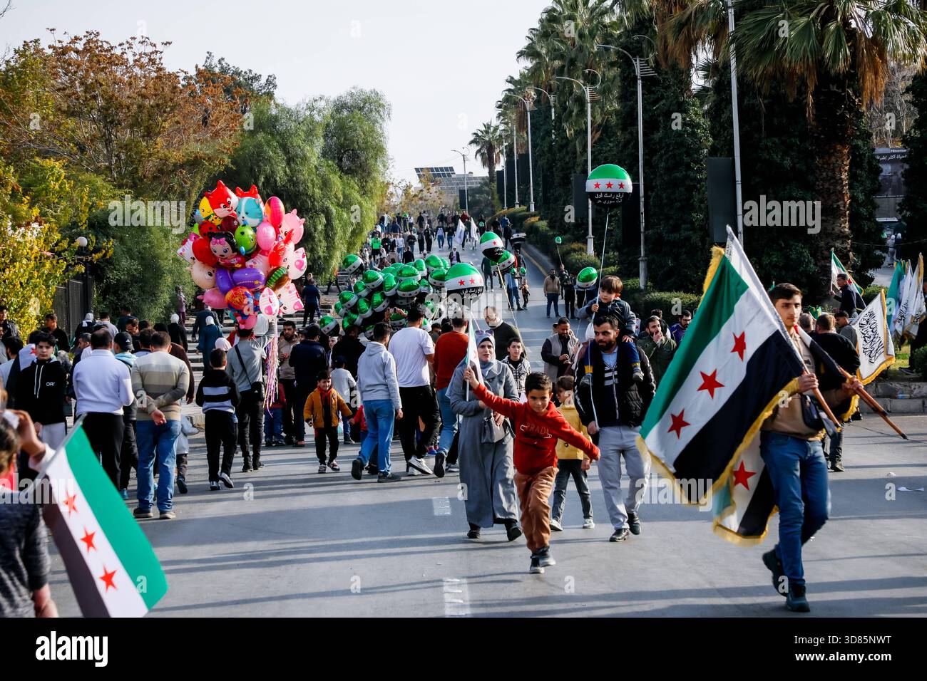 Syrians Celebrate Anniversary of Bashar al-Assads Fall Damascus, Syria ...