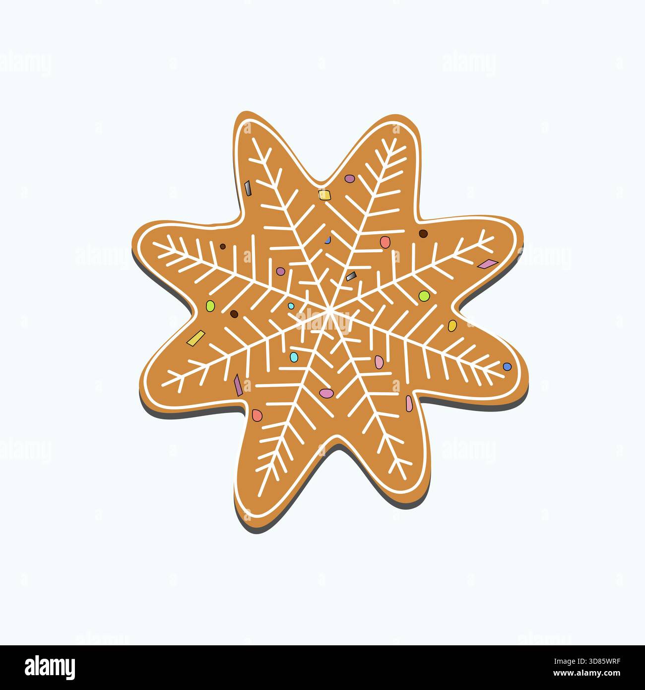 A Christmas gingerbread cookie in the shape of a snowflake isolated on ...