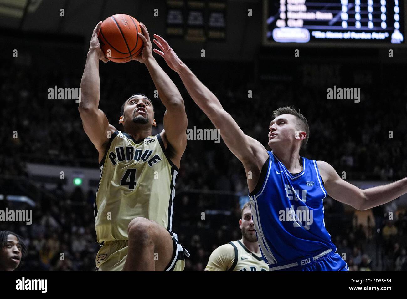 Purdue forward Trey Kaufman-Renn (4) shoots over Eastern Illinois forward Kooper Jacobi (40 ...