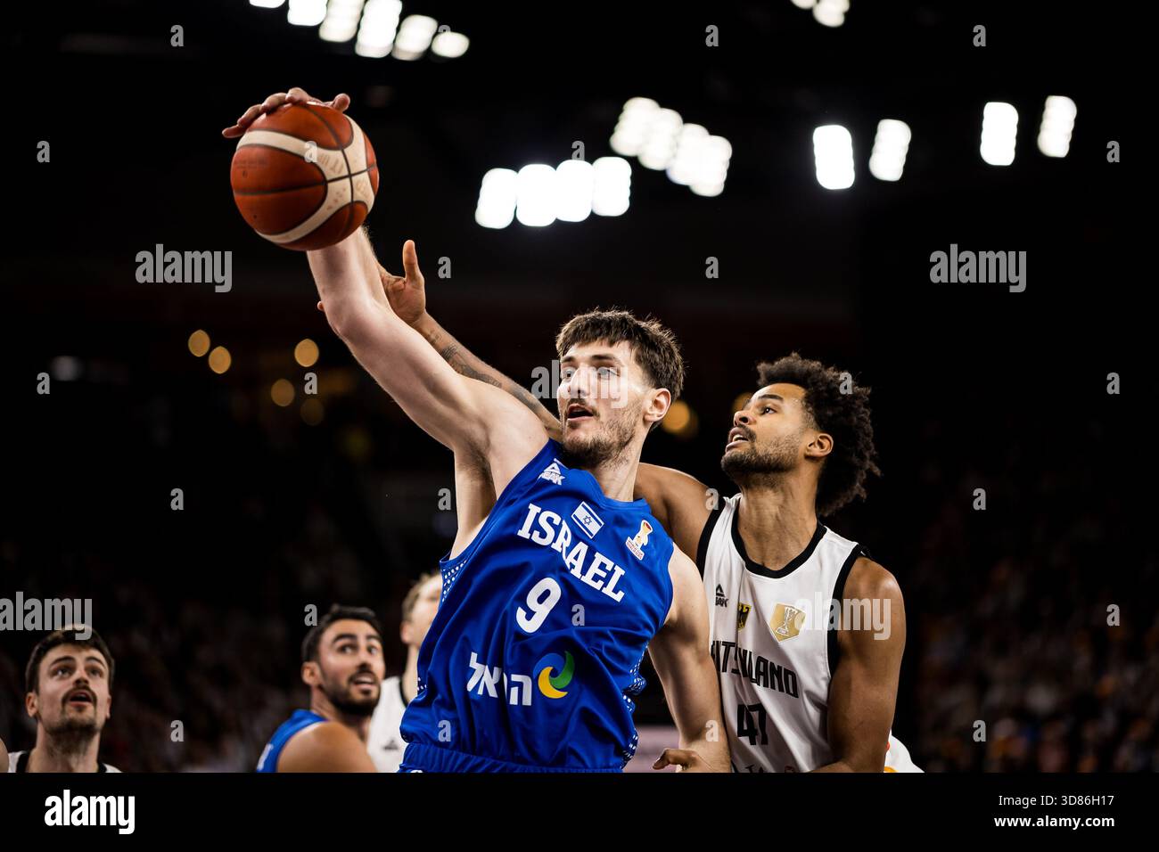 NEU-ULM, GERMANY - NOVEMBER 28: Roman Sorkin (Israel, 9) fights for the ...