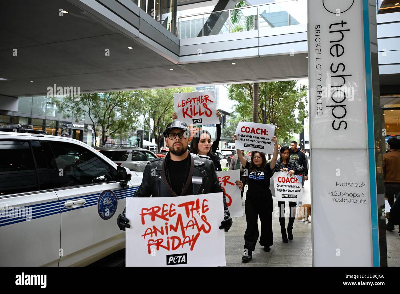 General atmosphere of PETA supporters outside Coach store during Free ...