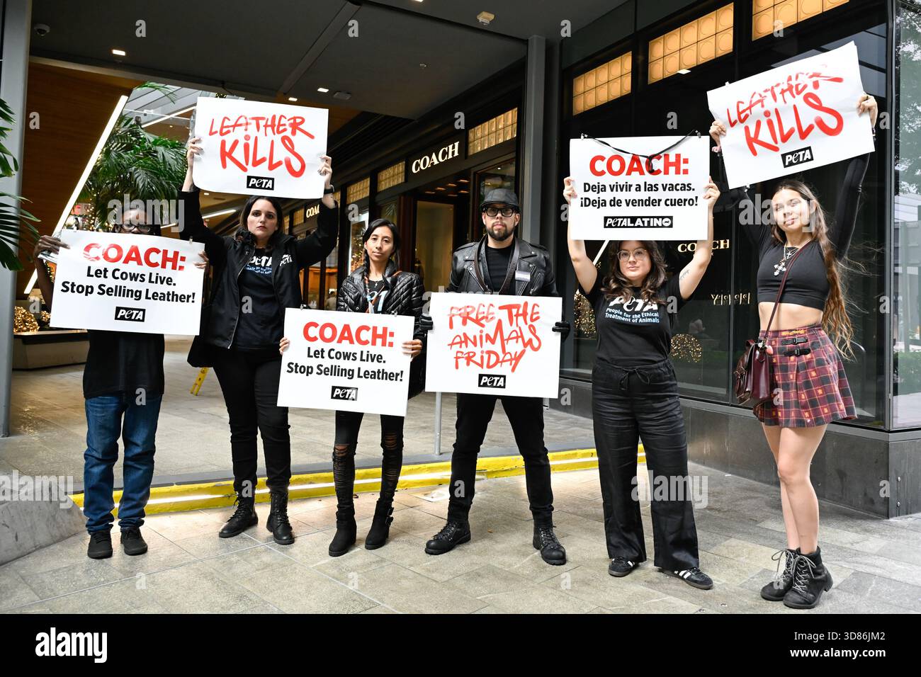 General atmosphere of PETA supporters outside Coach store during Free ...