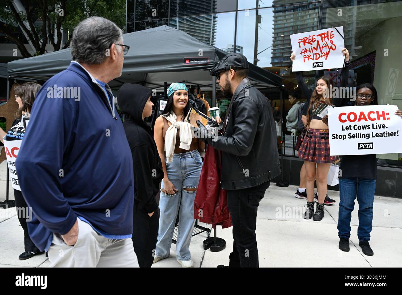 General atmosphere of PETA supporters outside Coach store during Free ...