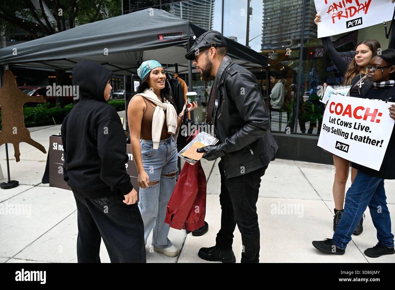 General atmosphere of PETA supporters outside Coach store during Free ...