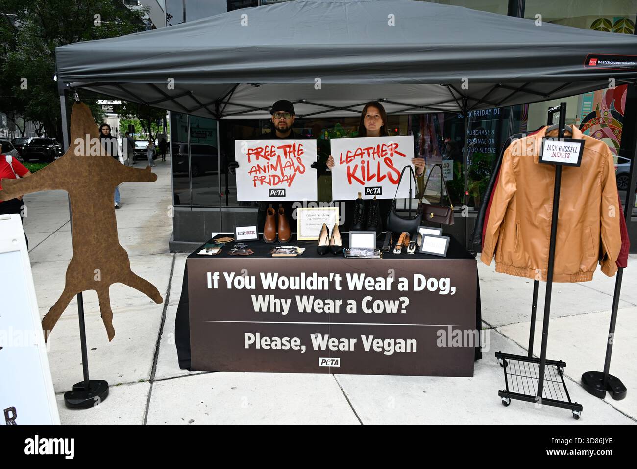 General atmosphere of PETA supporters outside Coach store during Free ...