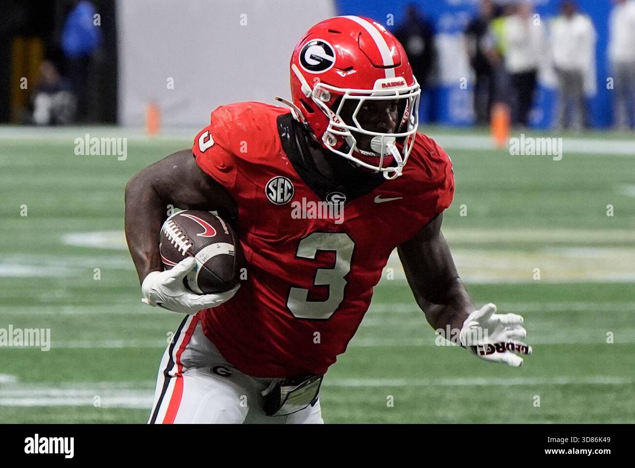 Georgia running back Nate Frazier (3) runs against Georgia Tech during ...