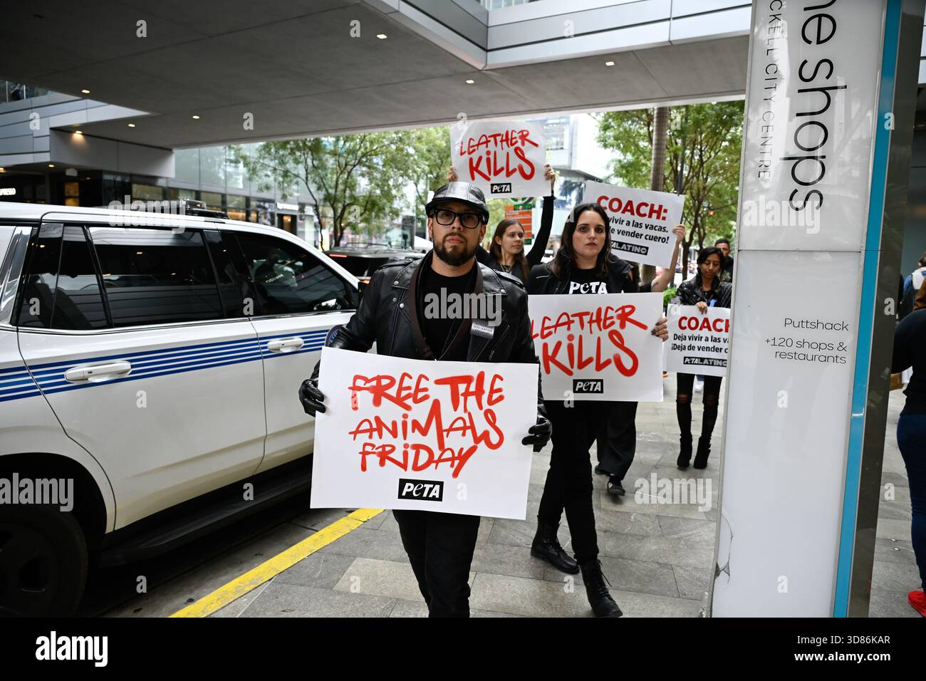 General atmosphere of PETA supporters outside Coach store during Free ...