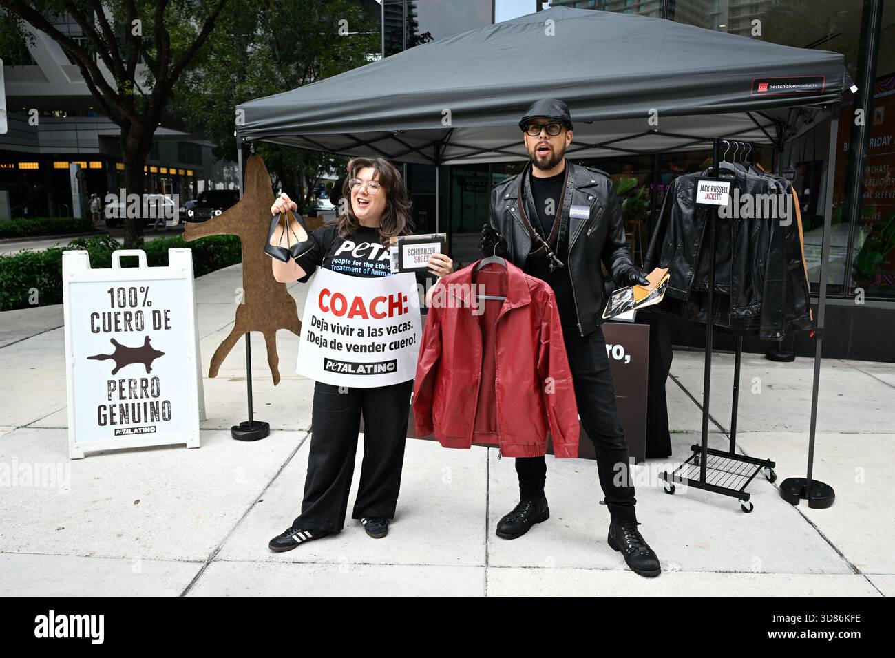 General atmosphere of PETA supporters outside Coach store during Free ...