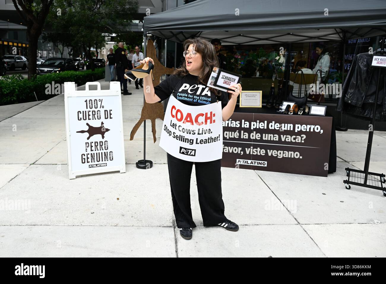 General atmosphere of PETA supporters outside Coach store during Free ...