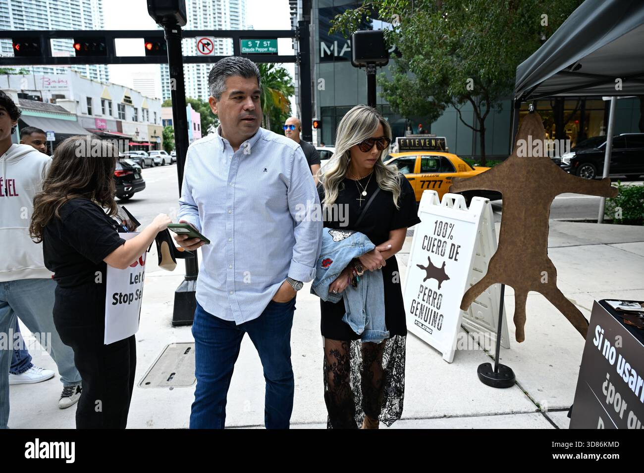 General atmosphere of PETA supporters outside Coach store during Free ...