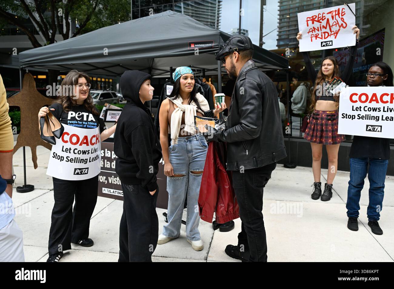 General atmosphere of PETA supporters outside Coach store during Free ...