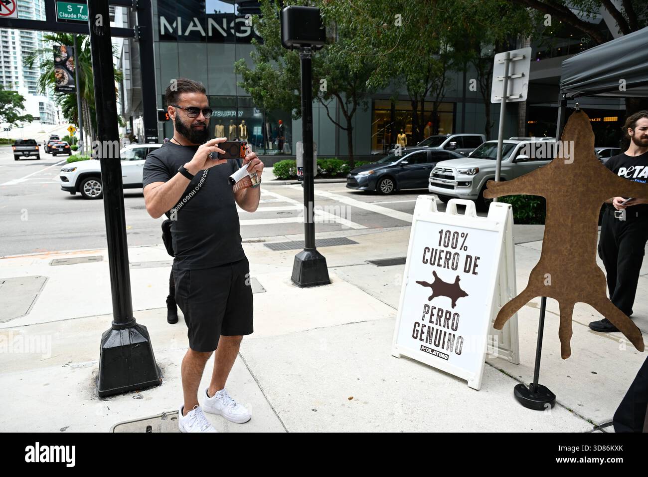 General atmosphere of PETA supporters outside Coach store during Free ...