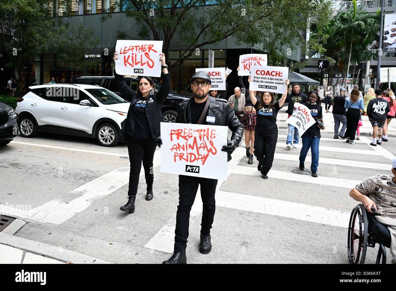 General atmosphere of PETA supporters outside Coach store during Free ...