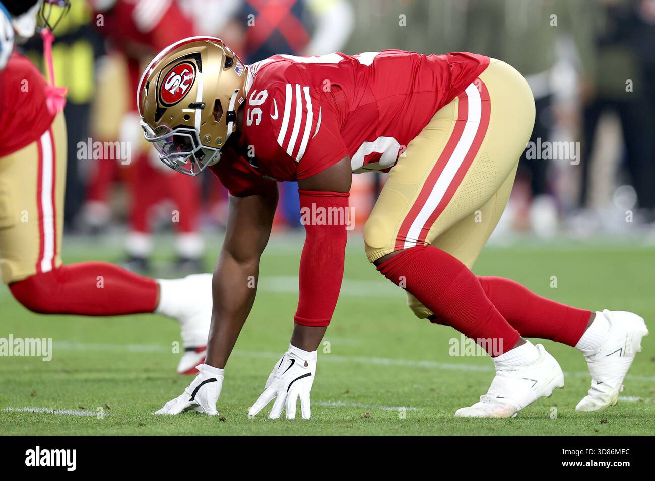 San Francisco 49ers defensive lineman Keion White (56) rushes during an ...