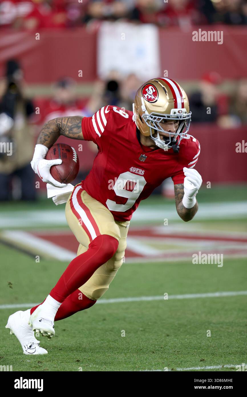 San Francisco 49ers wide receiver Skyy Moore (9) runs during an NFL ...