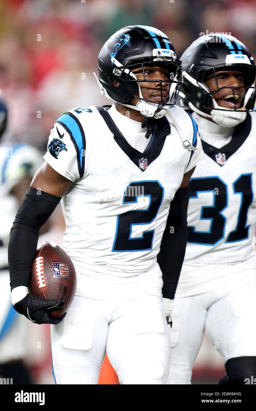 Carolina Panthers cornerback Mike Jackson (2) celebrates an ...
