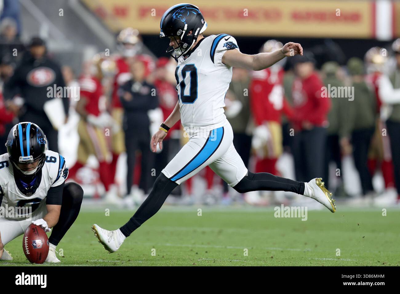 Carolina Panthers kicker Ryan Fitzgerald (10) kicks during an NFL ...