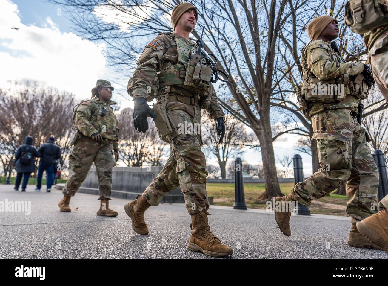 Members of the National Guard patrol along the National Mall, Friday ...