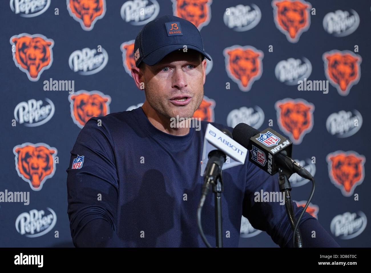 Chicago Bears head coach Ben Johnson speaks after his team's win over ...