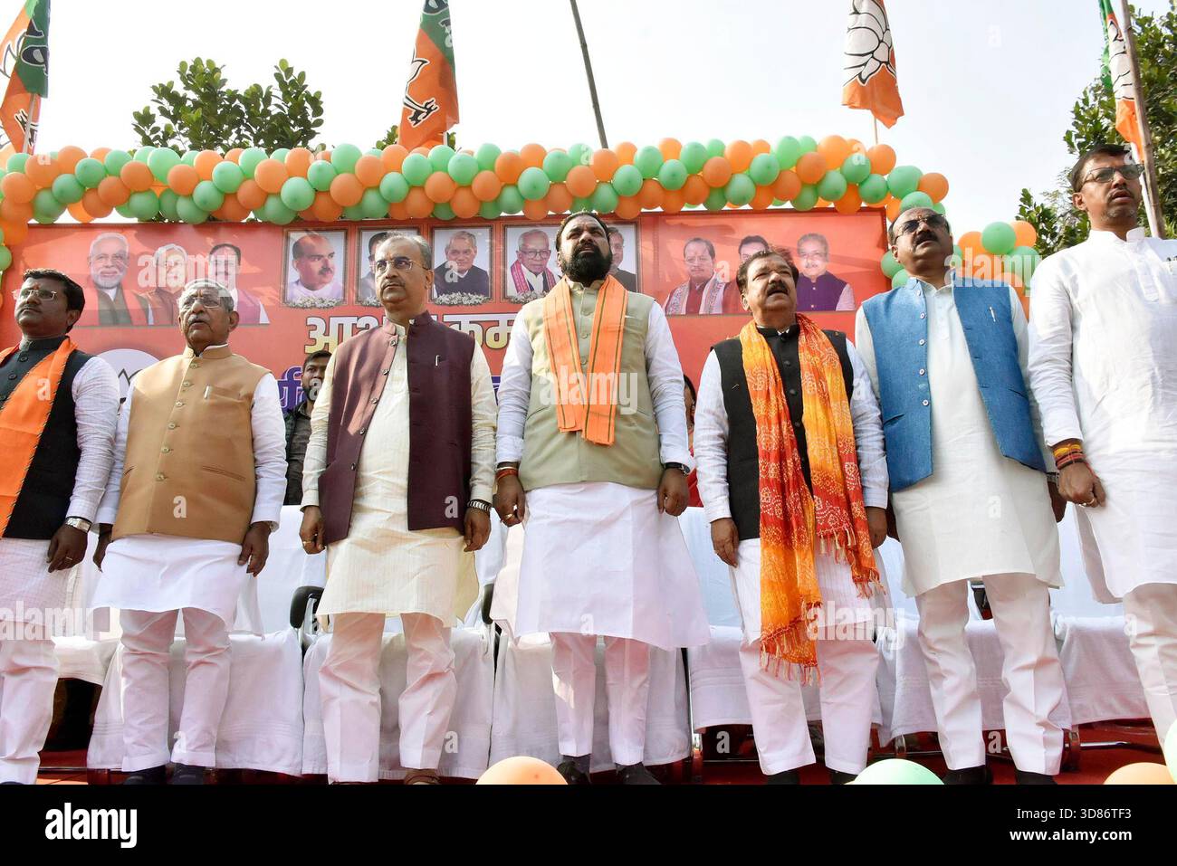 PATNA, INDIA - NOVEMBER 28: Bihar BJP president Dilip Jaiswal with ...