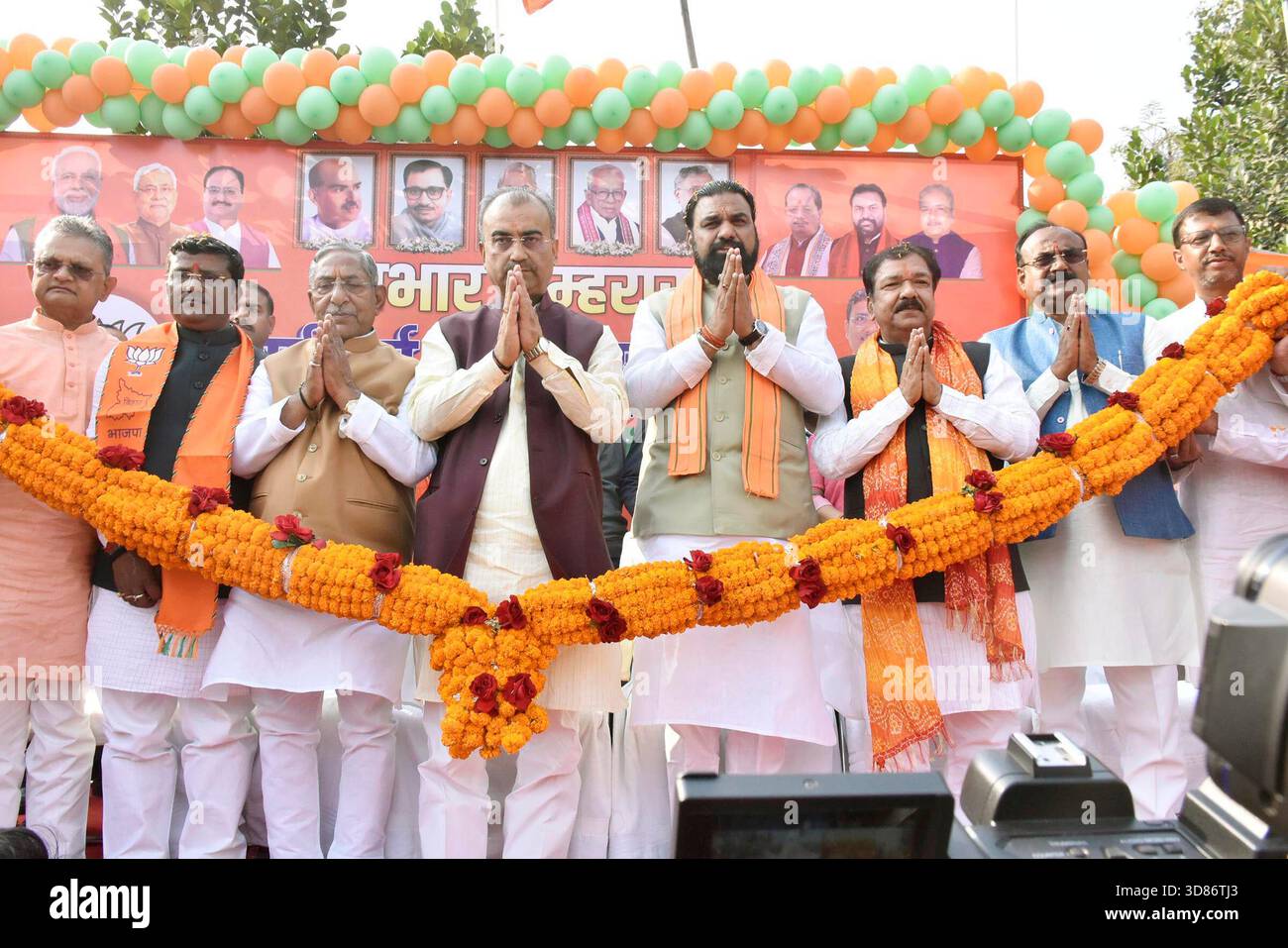PATNA, INDIA - NOVEMBER 28: Bihar BJP president Dilip Jaiswal with ...