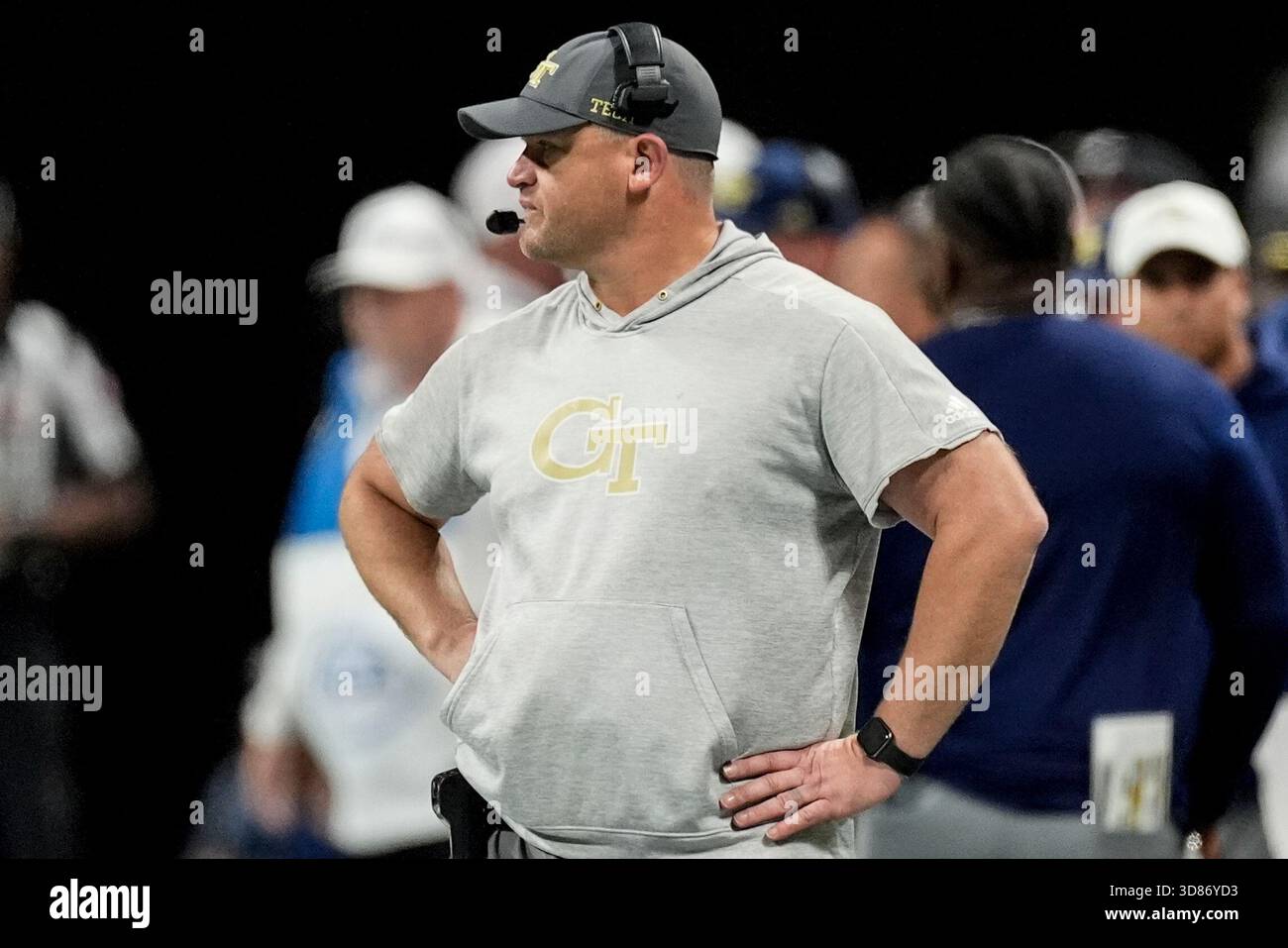 Georgia Tech head coach Brent Key watches play against Georgia during ...
