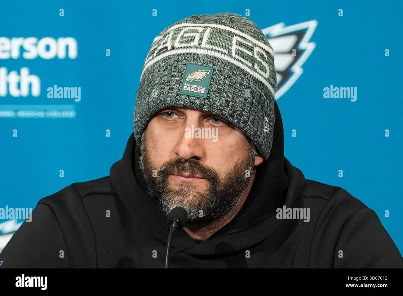Philadelphia Eagles head coach Nick Sirianni speaks after his team's loss to the Chicago Bears ...