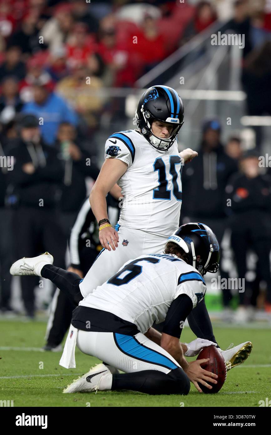 Carolina Panthers kicker Ryan Fitzgerald (10) kicks during an NFL ...