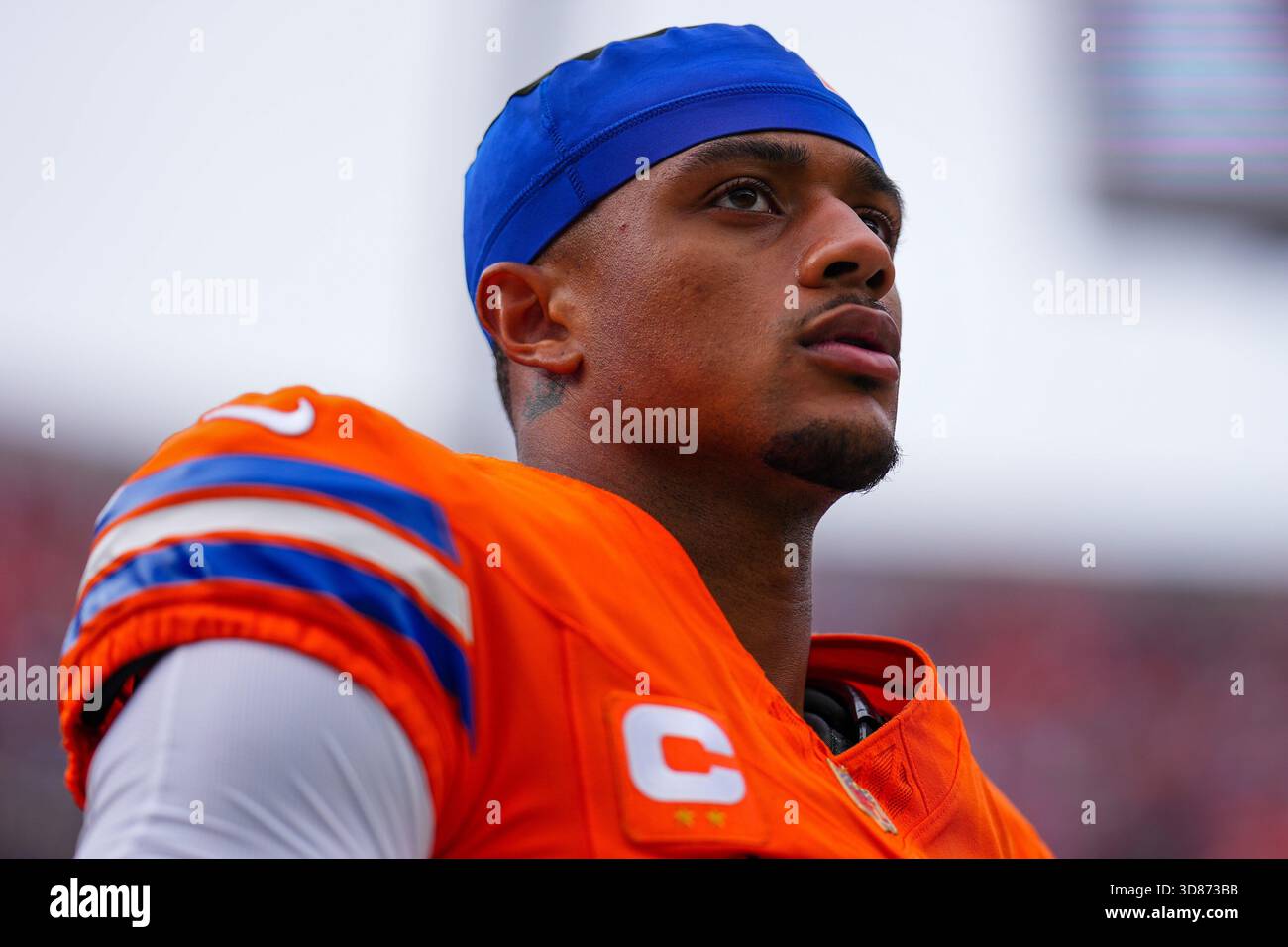 FILE - Denver Broncos cornerback Pat Surtain II looks on before an NFL ...