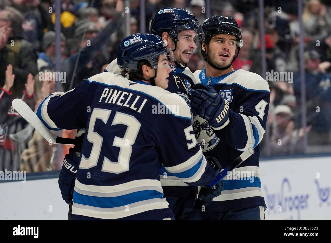 From left, to right Columbus Blue Jackets centers Luca Pinelli, Sean ...