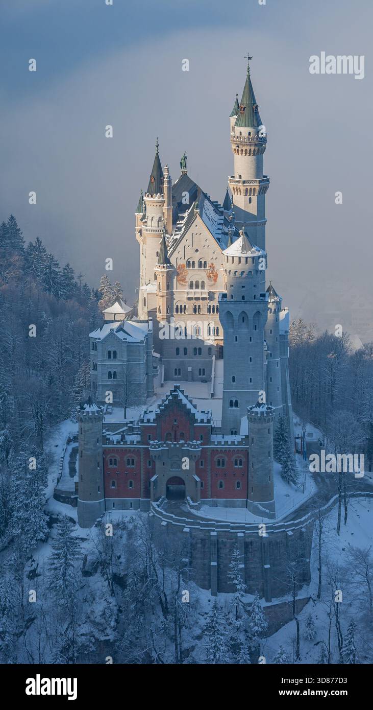 Aerial view neuschwanstein castle stands hi-res stock photography and ...