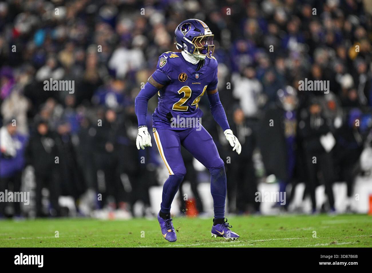Baltimore Ravens safety Malaki Starks (24) in action during the first ...