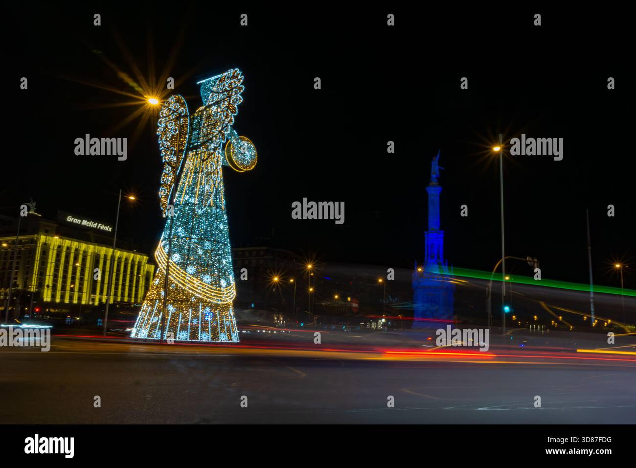 An angel-shaped Christmas tree installed in Plaza de Colón in Madrid ...