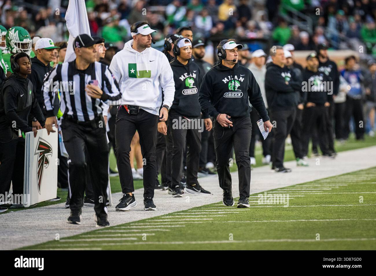 North Texas head coach Eric Morris walks the sideline during an NCAA ...