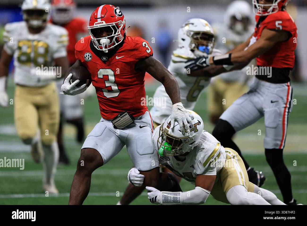 ATLANTA, GA - NOVEMBER 28: Running back Nate Frazier #3 of the Georgia ...