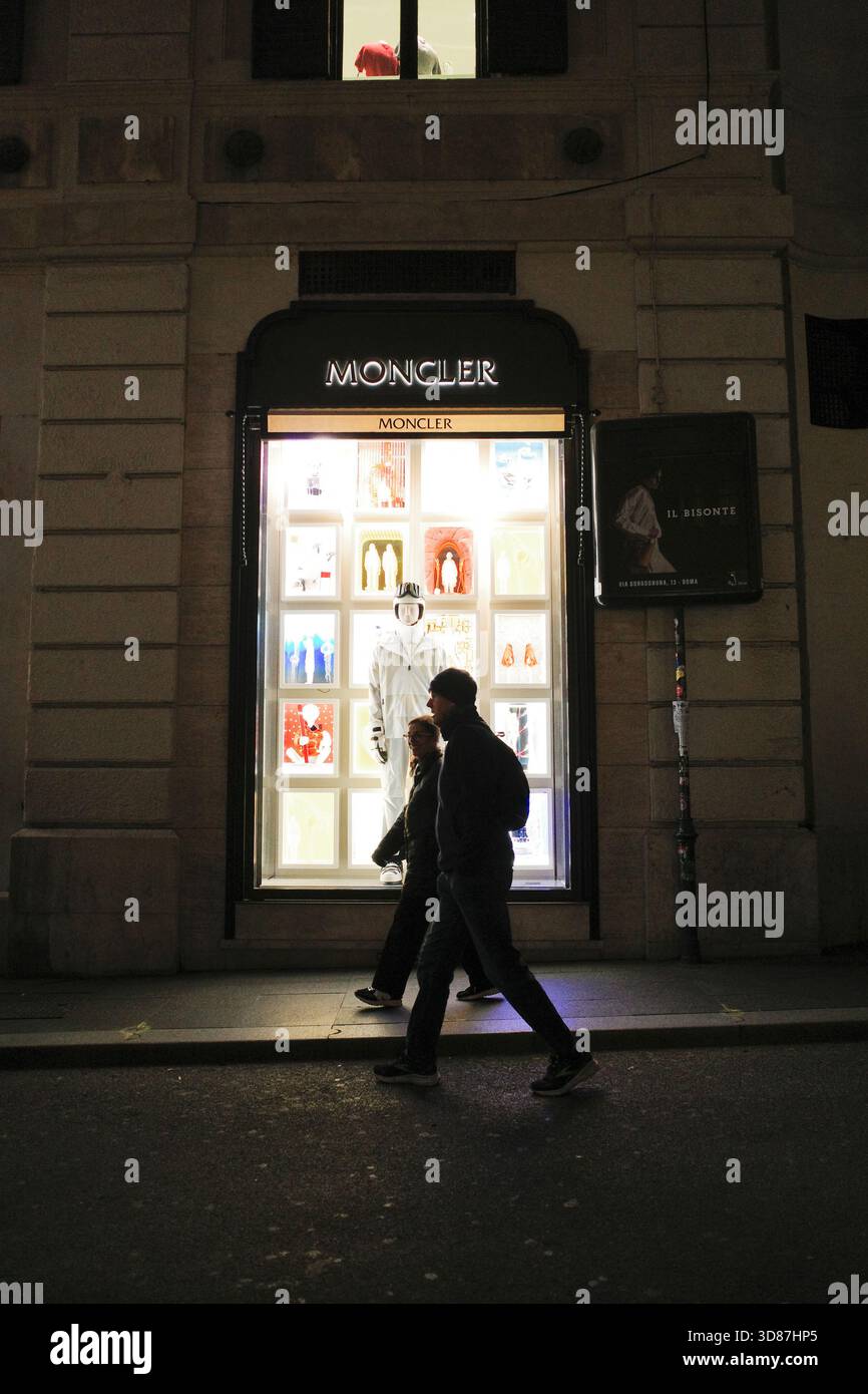 Moncler storefront and signage in Rome, Italy on November 28, 2025 ...