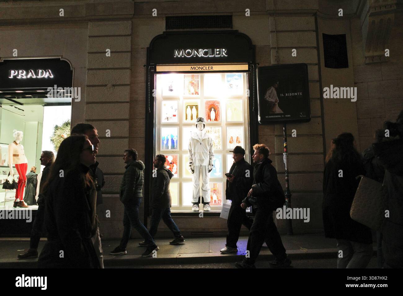 Moncler storefront and signage in Rome, Italy on November 28, 2025 ...