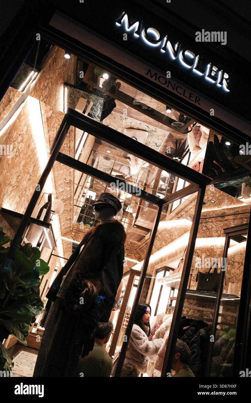 Moncler storefront and signage in Rome, Italy on November 28, 2025 ...