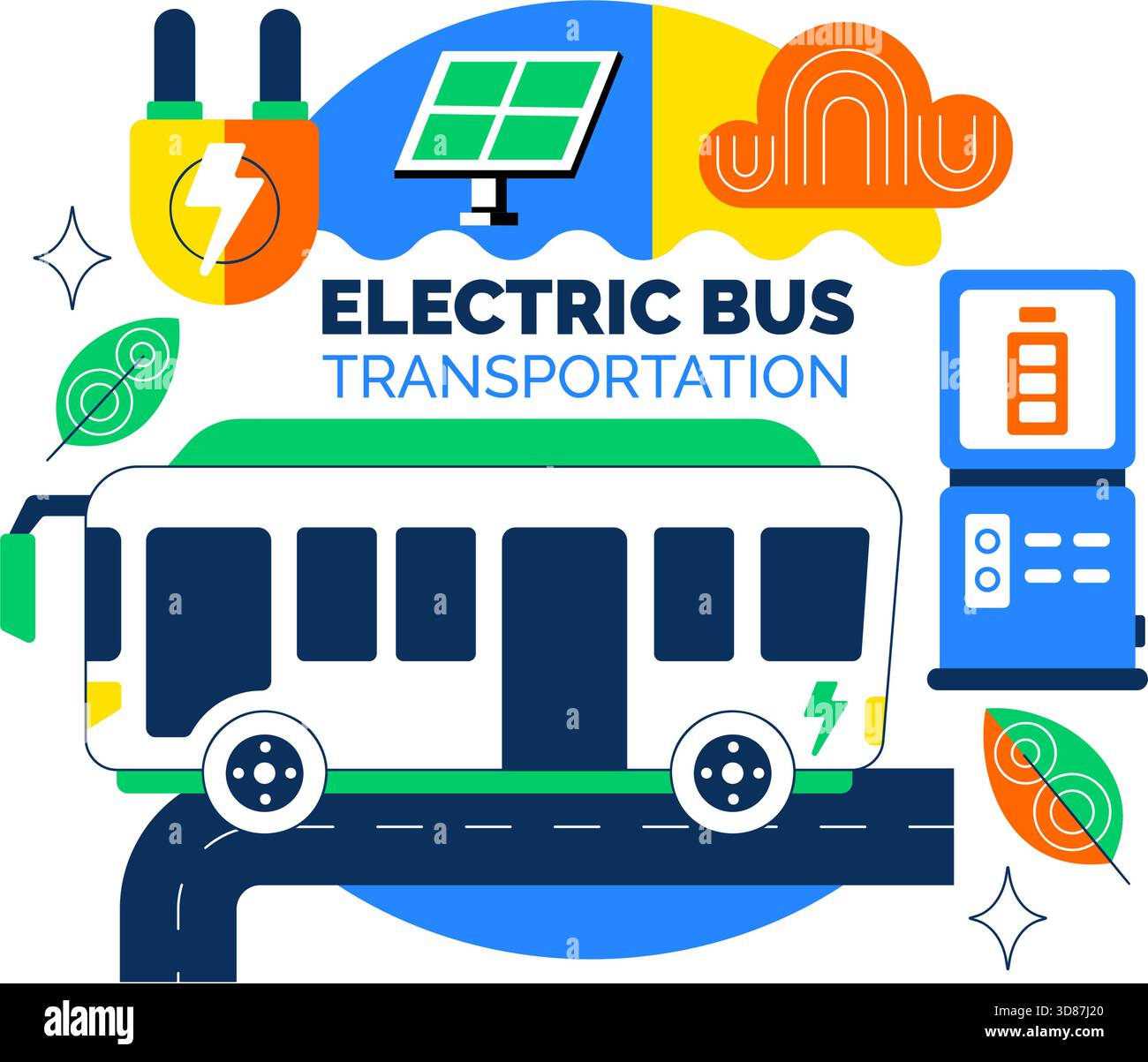 Electric Bus Transportation Illustration Featuring an Electric City Bus ...