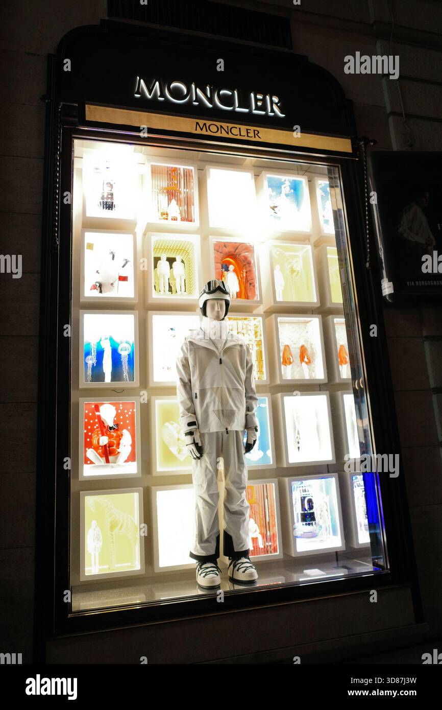 Moncler storefront and signage in Rome, Italy on November 28, 2025 ...