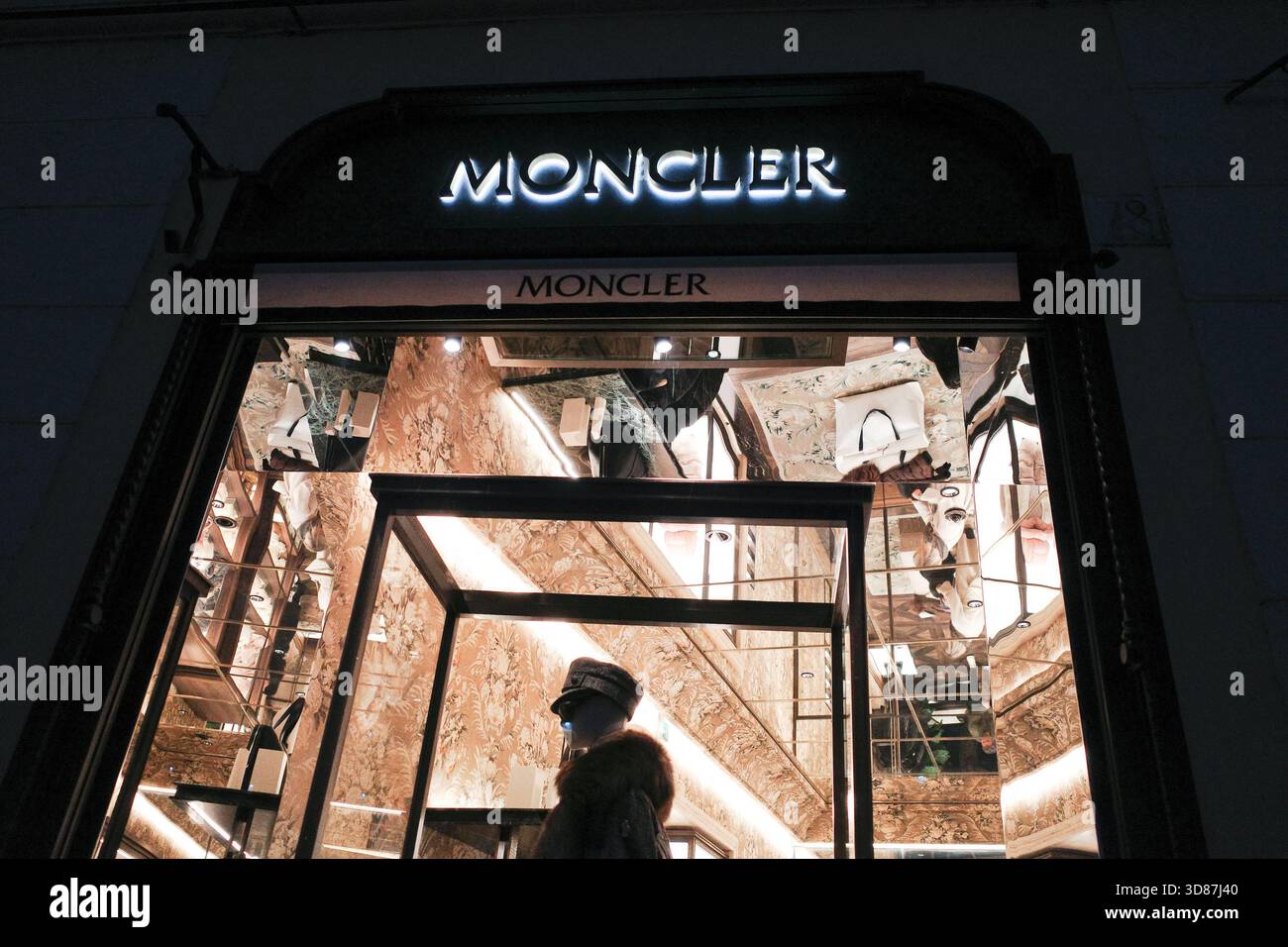 Moncler storefront and signage in Rome, Italy on November 28, 2025 ...