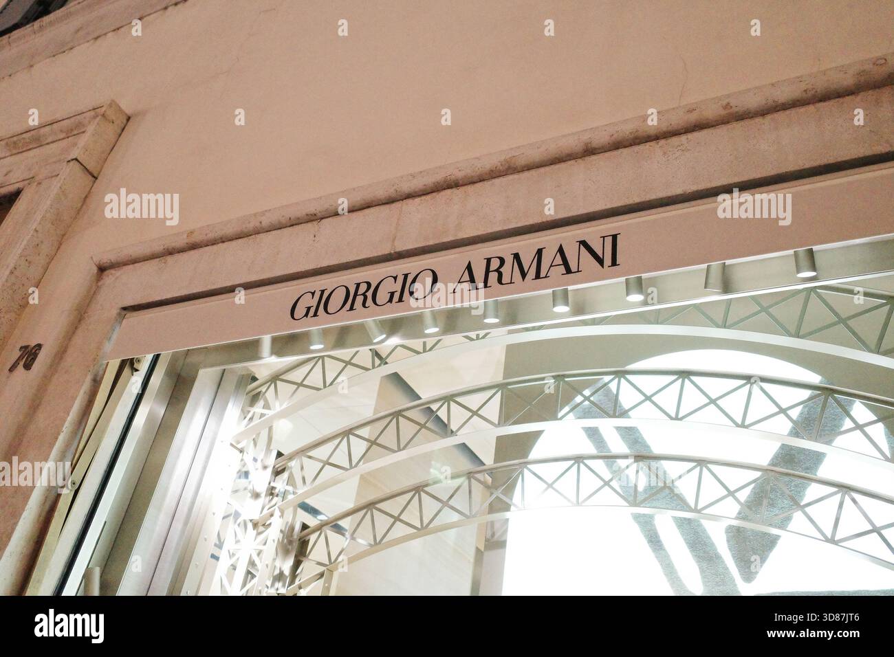 Giorgio Armani storefront and signage in Rome, Italy on November 28 ...
