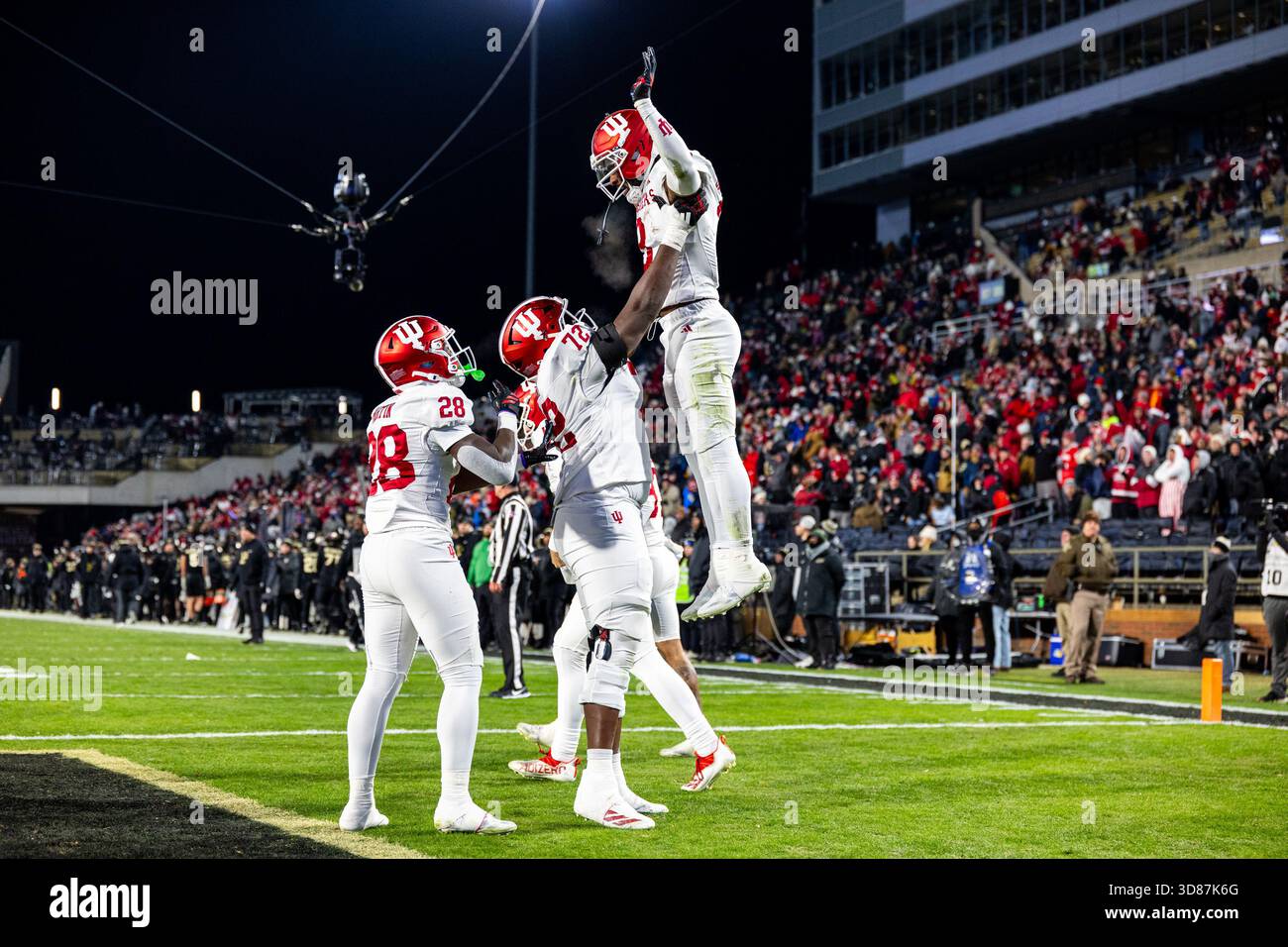 November 28, 2025: Indiana wide receiver Omar Cooper Jr. (3) celebrates ...